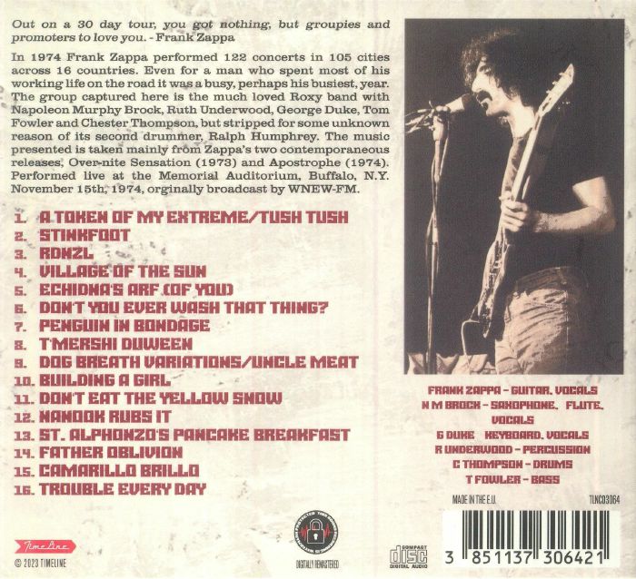 Frank ZAPPA/THE MOTHERS OF INVENTION - Live Buffalo NY 1974 CD at Juno ...