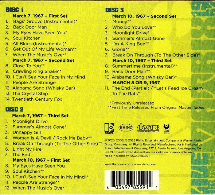 The DOORS - Live At The Matrix 1967: The Original Masters CD at Juno Records.