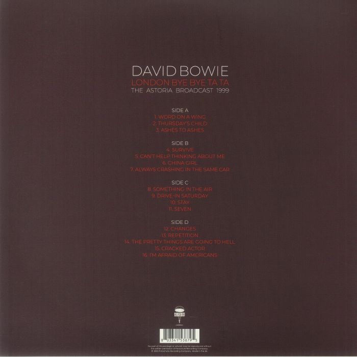 David BOWIE - London Bye Bye Ta Ta: The Astoria Broadcast 199 Vinyl at ...