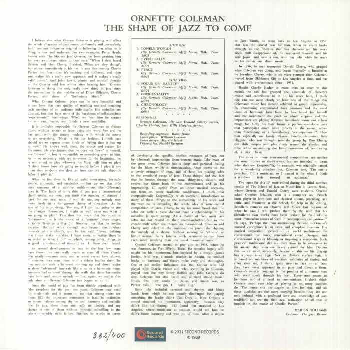 Ornette COLEMAN - The Shape Of Jazz To Come (reissue) Vinyl at Juno ...