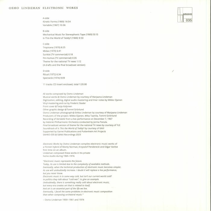 Osmo LINDEMAN - Electronic Works Vinyl at Juno Records.