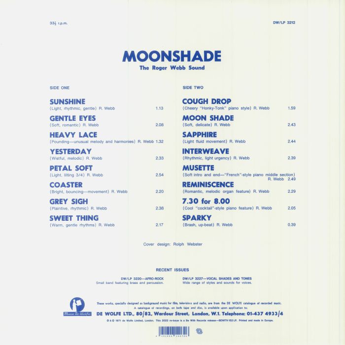 The ROGER WEBB SOUND - Moonshade Vinyl at Juno Records.
