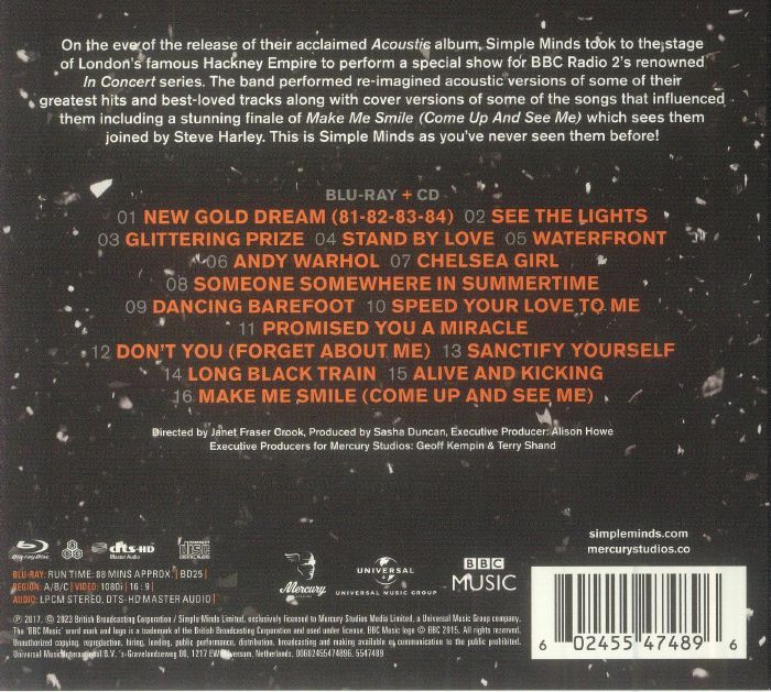 SIMPLE MINDS - Acoustic In Concert CD at Juno Records.