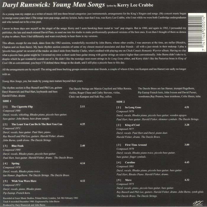 Daryl RUNSWICK - Young Man Songs Vinyl at Juno Records.