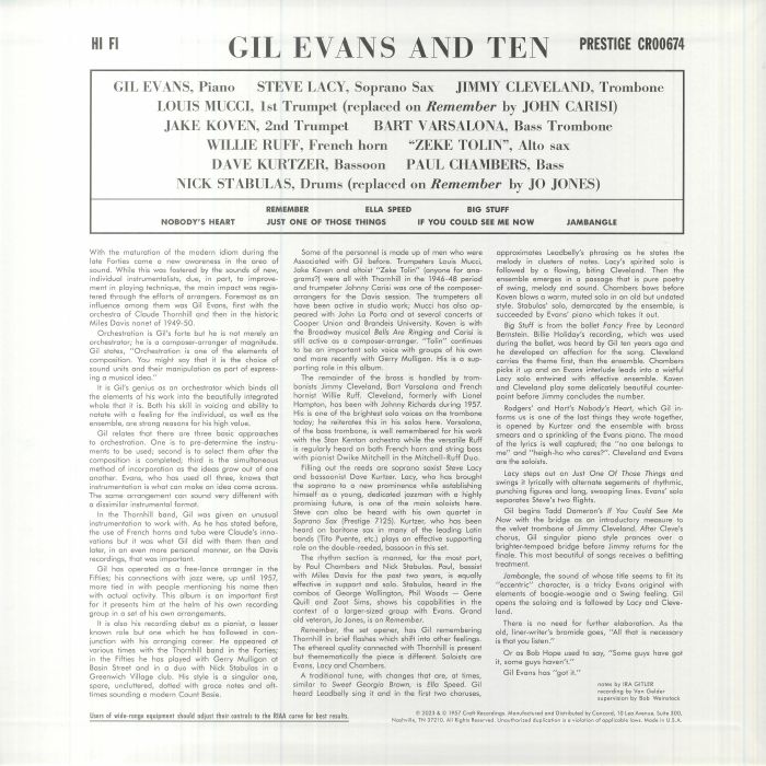 Gil EVANS - Gil Evans & Ten (mono) (Record Store Day RSD Black Friday ...