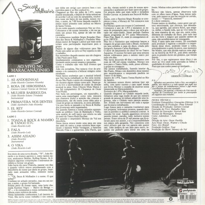 SECOS & MOLHADOS - Gravado Ao Vivo No Maracanazinho (remastered) Vinyl ...