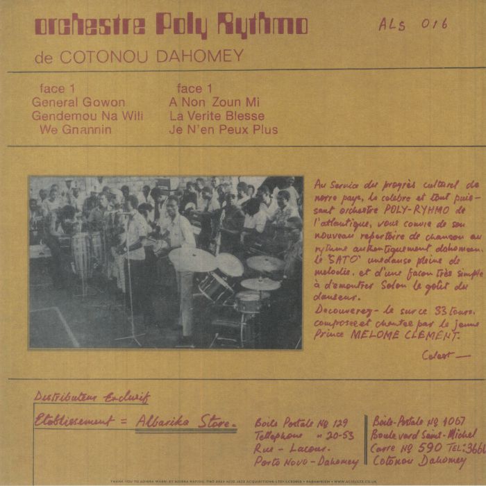 ORCHESTRE POLY RYTHMO DE COTONOU DAHOMEY - Le Sato 2 (reissue) Vinyl at ...