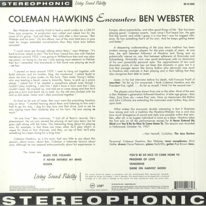 Coleman Hawkins Encounters Ben Webster Vinyl