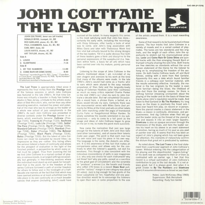 John COLTRANE - The Last Trane (reissue) Vinyl at Juno Records.