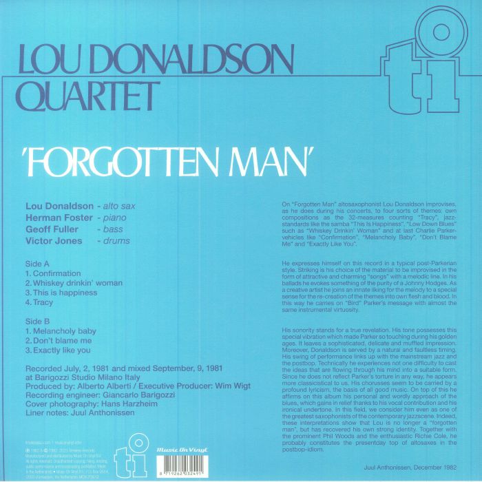 LOU DONALDSON QUARTET feat HERMAN FOSTER - Forgotten Man (reissue ...