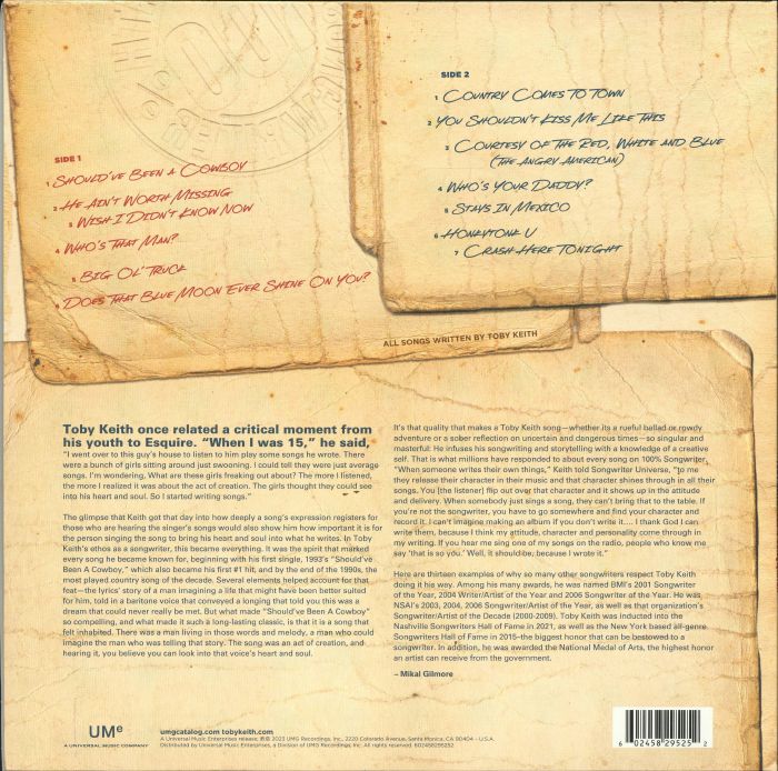TOBY KEITH - 100% Songwriter Vinyl at Juno Records.