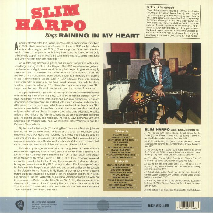 SLIM HARPO - Sings Raining In My Heart (reissue) Vinyl at Juno Records.