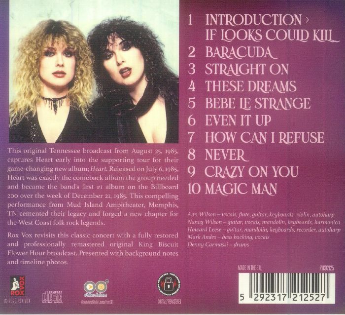 HEART - Live Memphis 1985 CD at Juno Records.