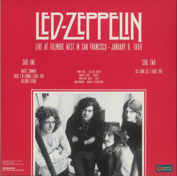 LED ZEPPELIN - Live At Fillmore West In San Francisco January 9 1969 ...