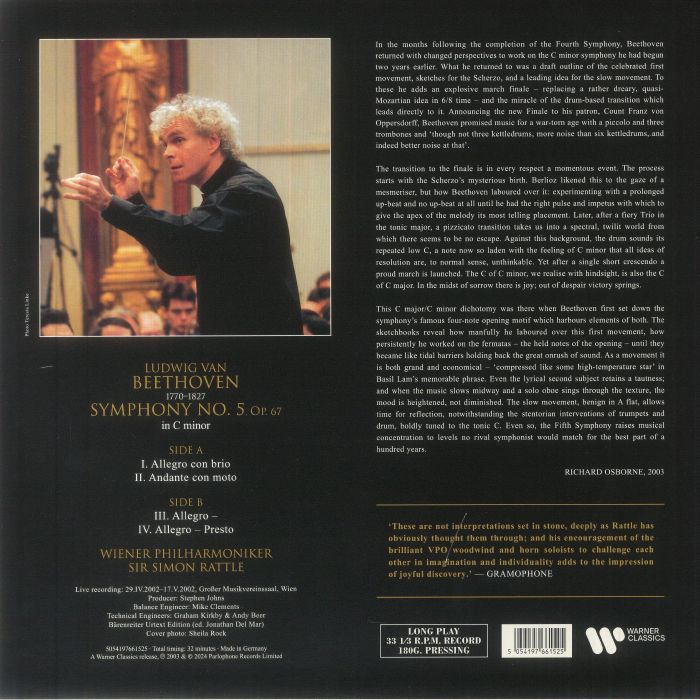 Ludwig VAN BEETHOVEN/SIMON RATTLE/WIENER PHILHARMONIKER - Symphony No 5 ...