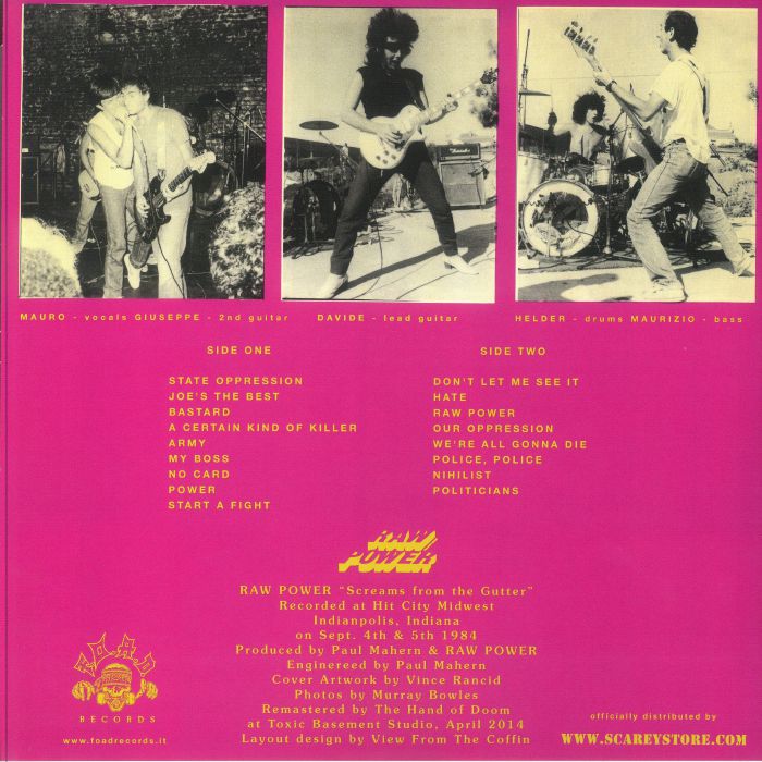RAW POWER - Screams From The Gutter (reissue) Vinyl at Juno Records.