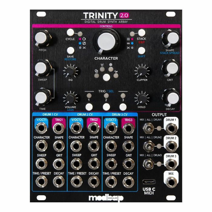 Modbap Modular Trinity 2.0 Digital Drum Synth Array Module at Juno Records.
