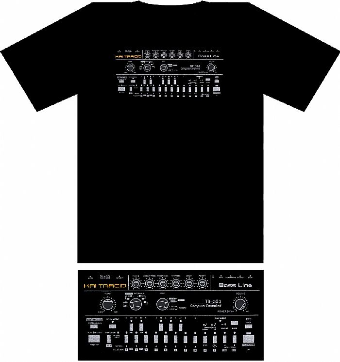 Black T-shirt (with Kai Tracid TB-303 logo front & back) at Juno Records.