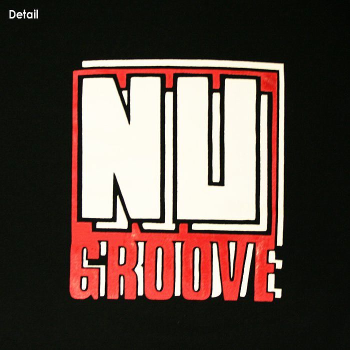 Nu Groove T-shirt (black with white & red logo) at Juno Records.