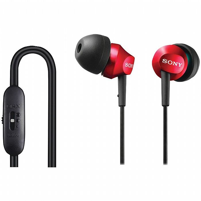 Sony MDREX58V In-ear Earbud with Volume Control (red) at Juno Records.
