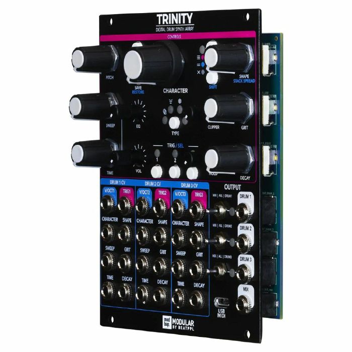 Modbap Modular Trinity 3-Channel Digital Drum Synth Module at Juno Records.